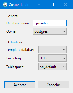 4. Creation of previous connections and the database — Giswater ...
